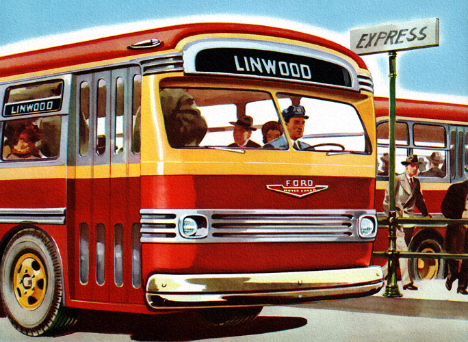 Plan59 :: Classic Truck Art :: 1953 Ford Bus